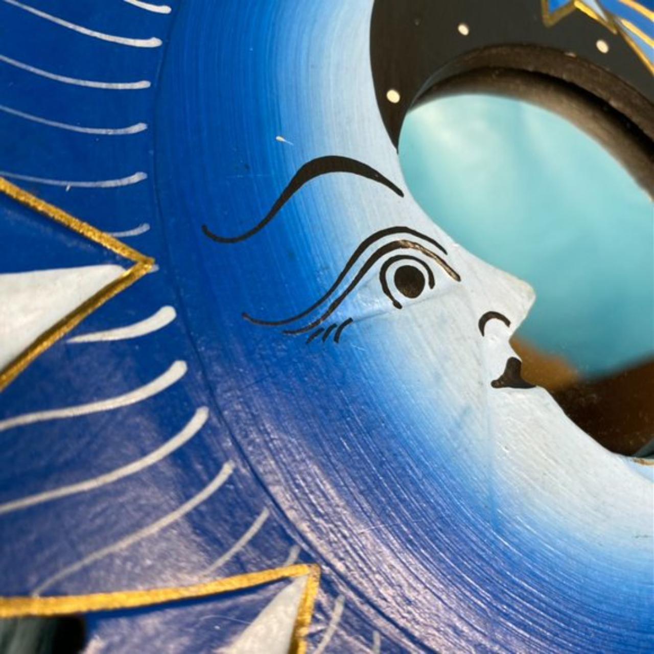 Blue Sun, Moon & Stars mirror - hand painted... - Depop