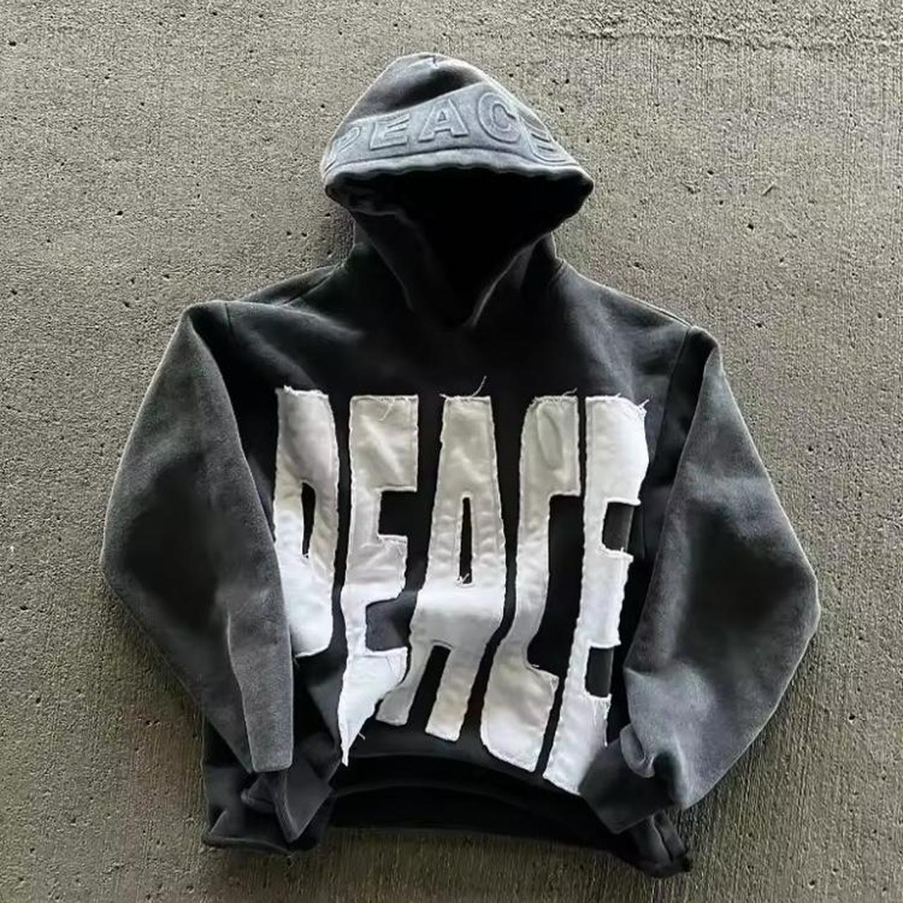 Peace sign hoodie in black and white | Depop