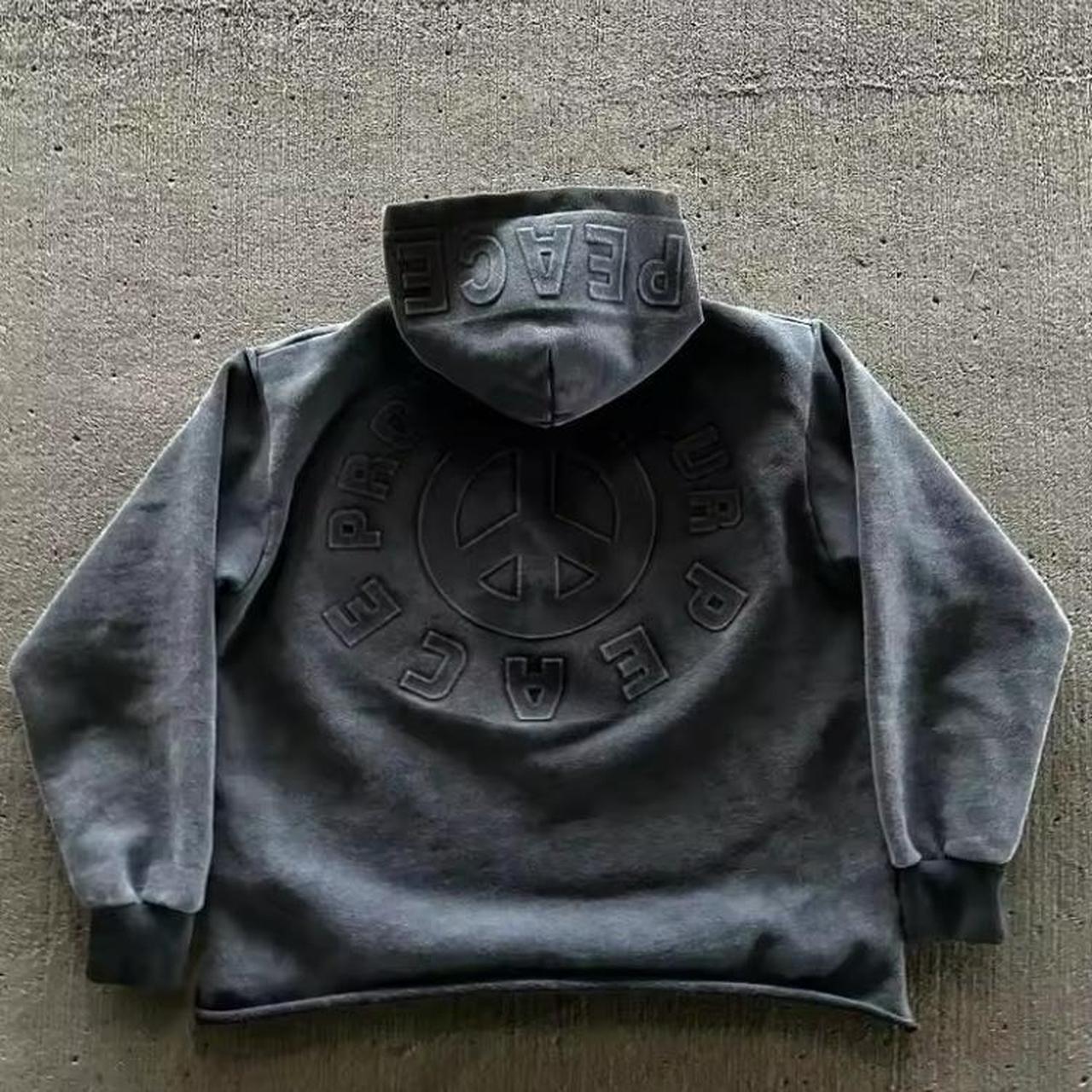 Peace sign hoodie in black and white | Depop