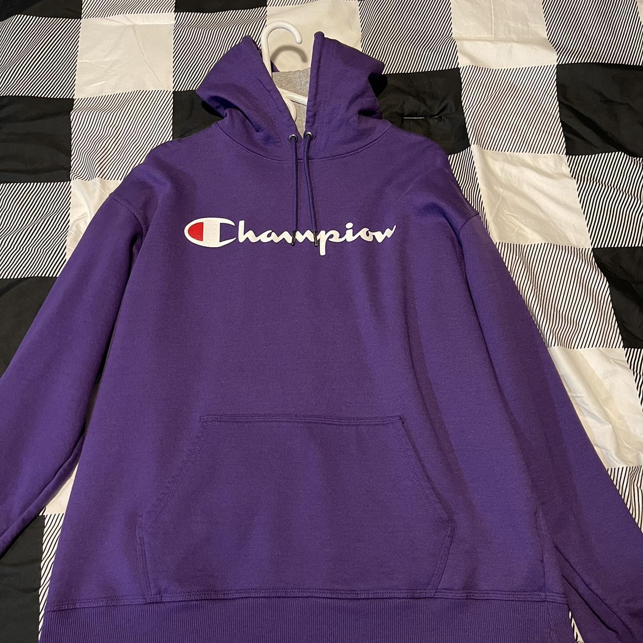 Purple champion hoodie - Depop