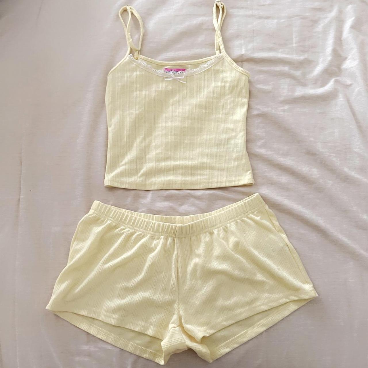 Yellow edikted sleep set Top size s Bottoms size... | Depop
