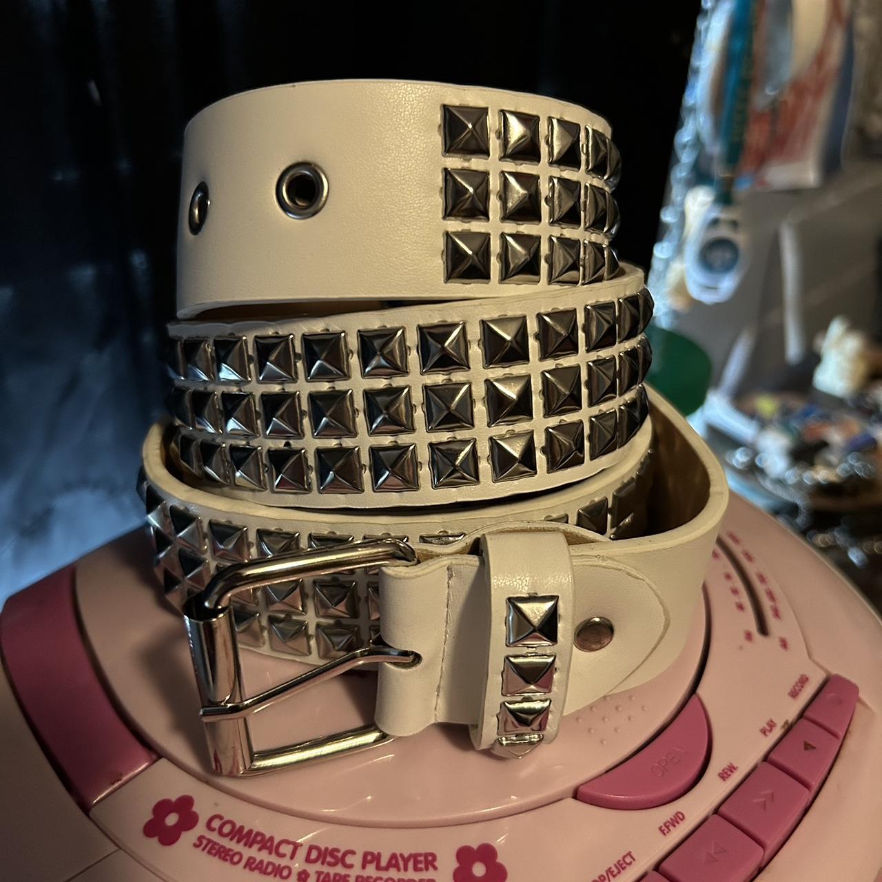 White studded belt Size 43 inchs No flaws brand... - Depop