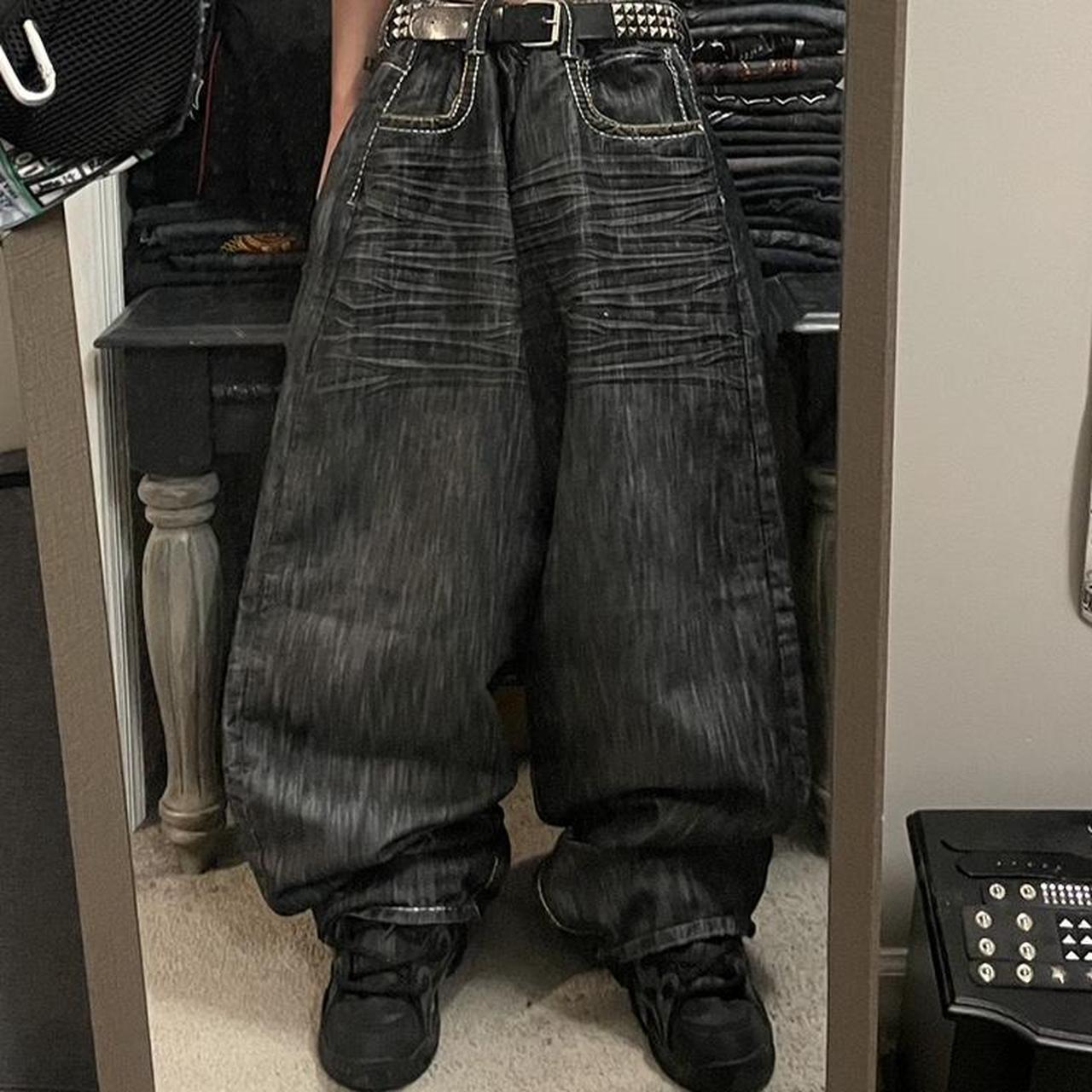 -insane baggy y2k wideleg grunge skater jnco style... - Depop