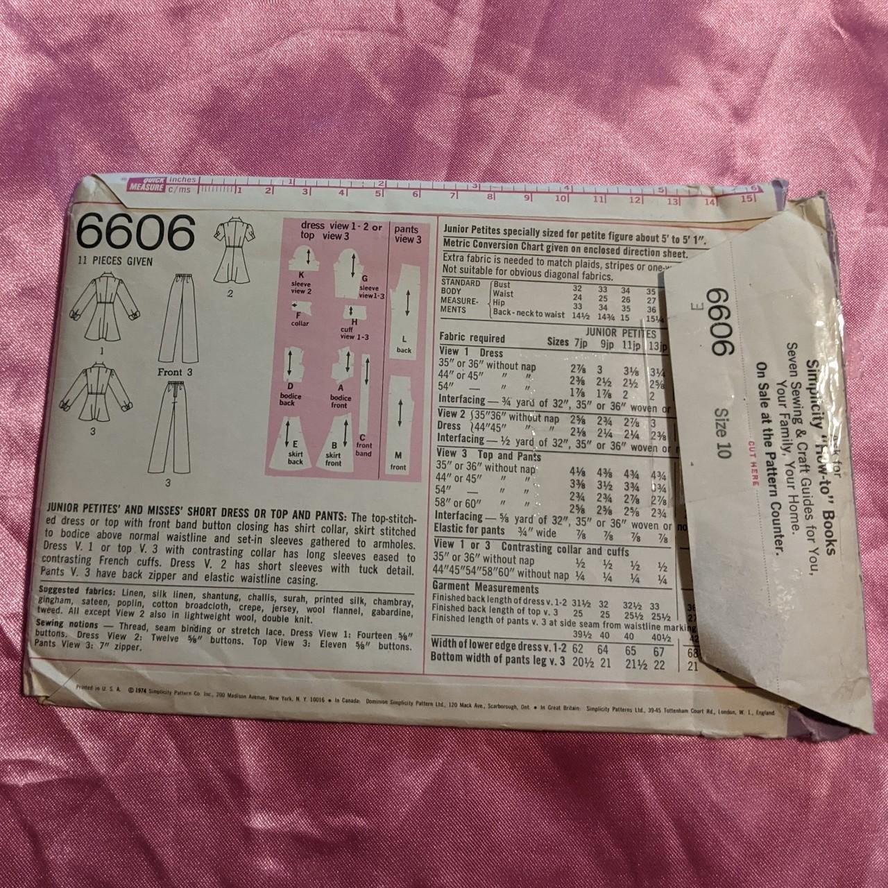Vintage 1974 simplicity sewing pattern (6606) -... - Depop