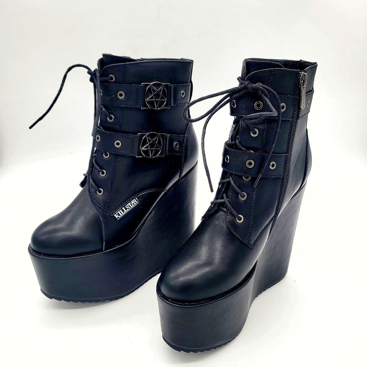 Killstar 5 inch wedge boots. They are made from... - Depop