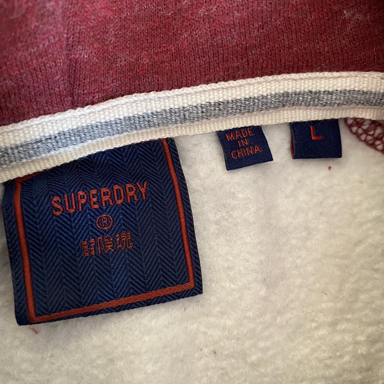 Large Superdry grey and red hoodie - Depop