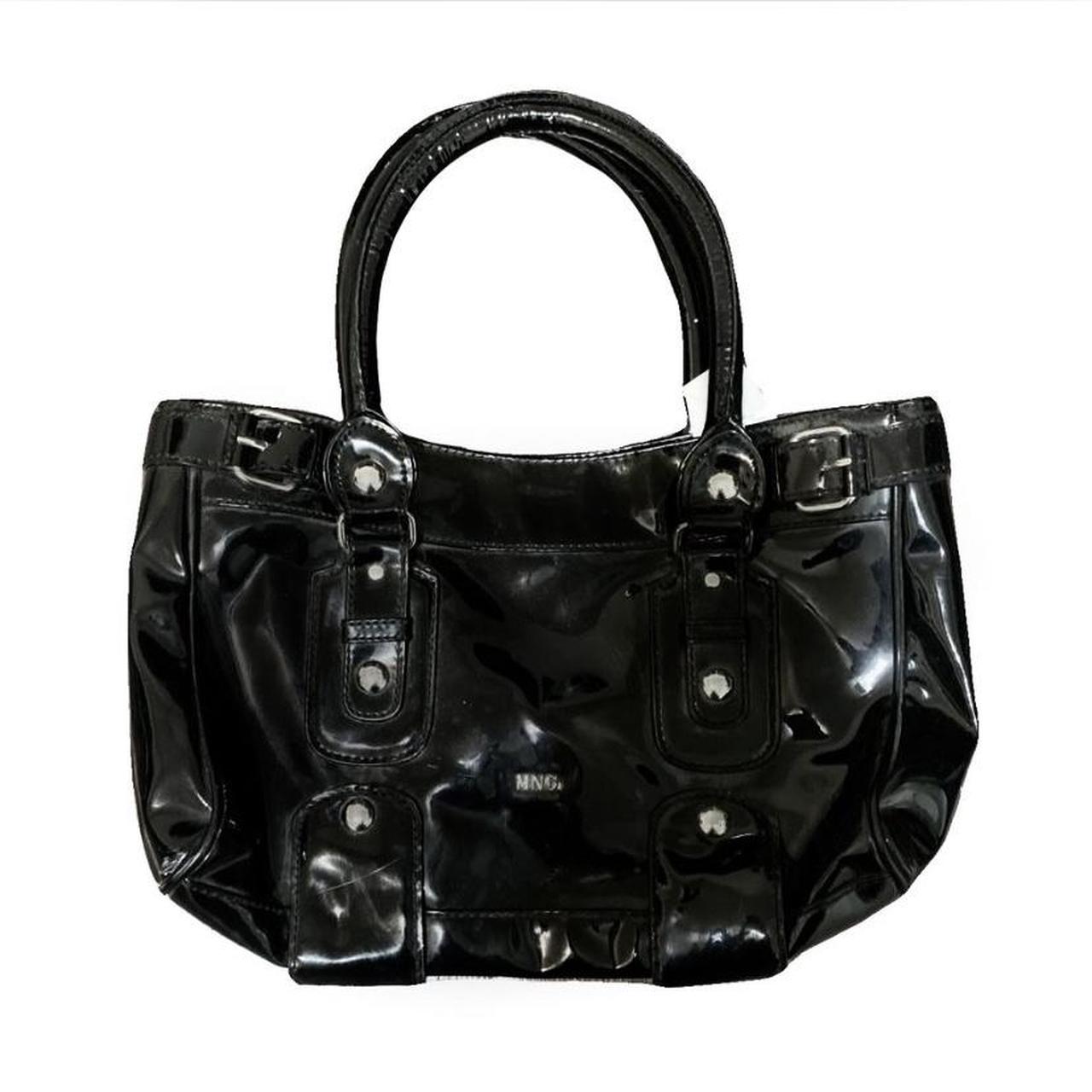 Ming Wang buckle black patent leather purse /... - Depop