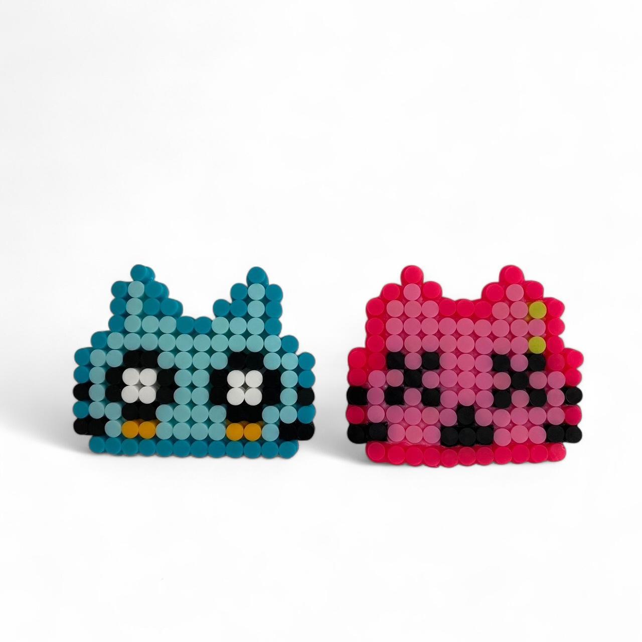 Cute handmade scene pixel perler beaded cats... | Depop