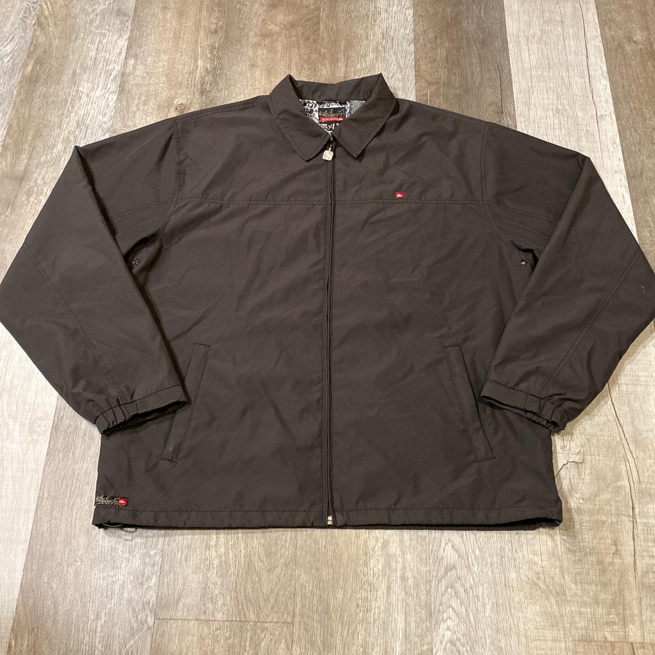 00s quiksilver black jacket sick AOP design inner... - Depop