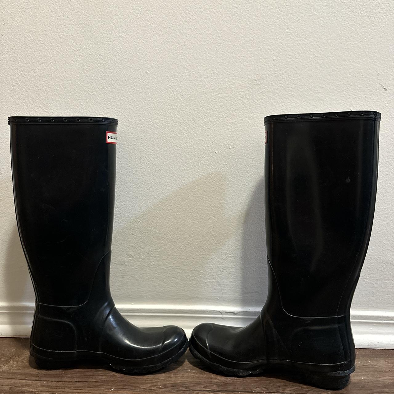 Tall black Hunter boots: used but decent condition.... - Depop