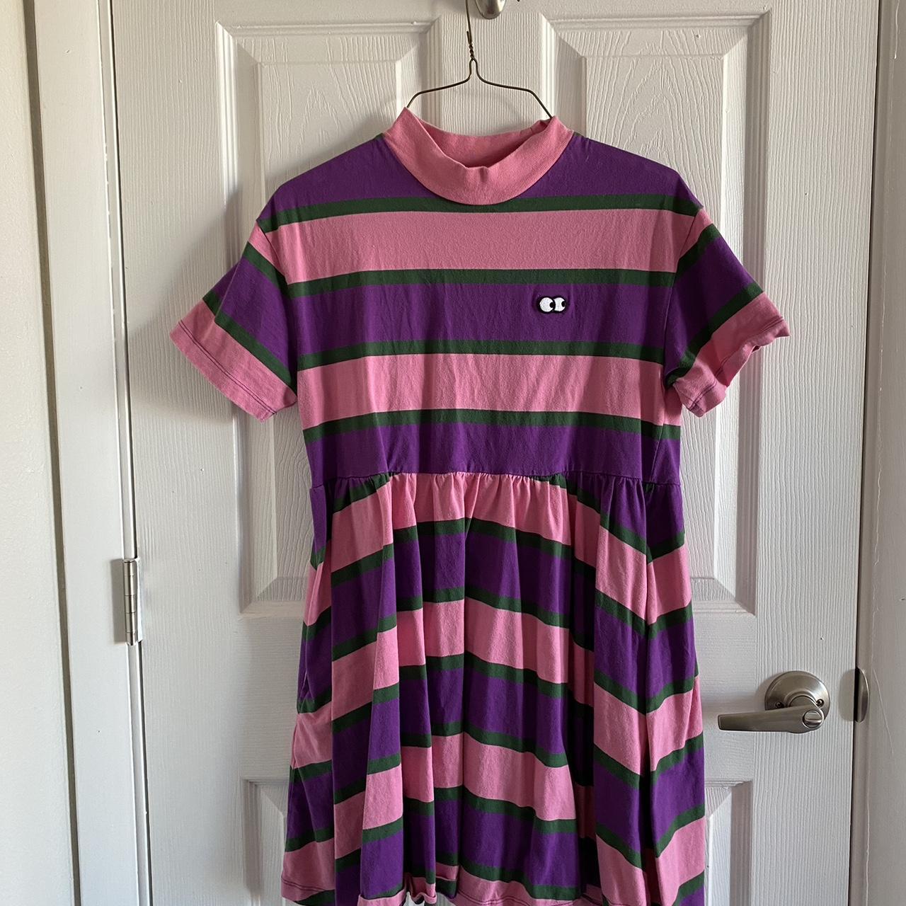 Lazy Oaf Stripy Sally Jersey Dress with... - Depop
