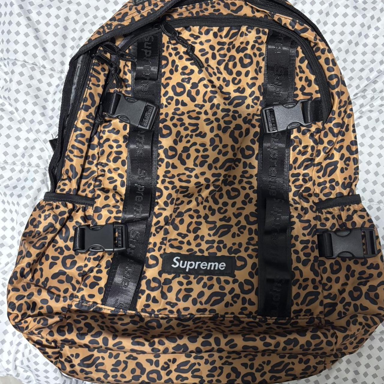 the north face x supreme backpack cheetah leopard... | Depop