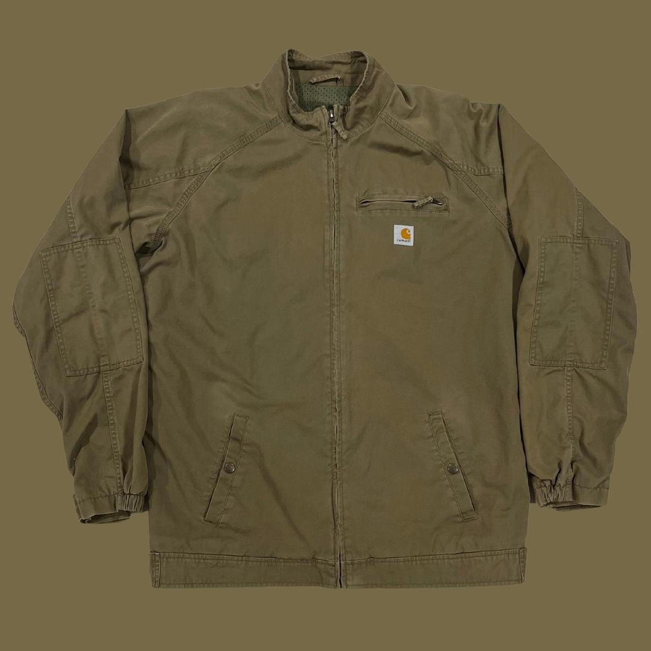Large Army Green Carhartt Jacket. Lined with... - Depop