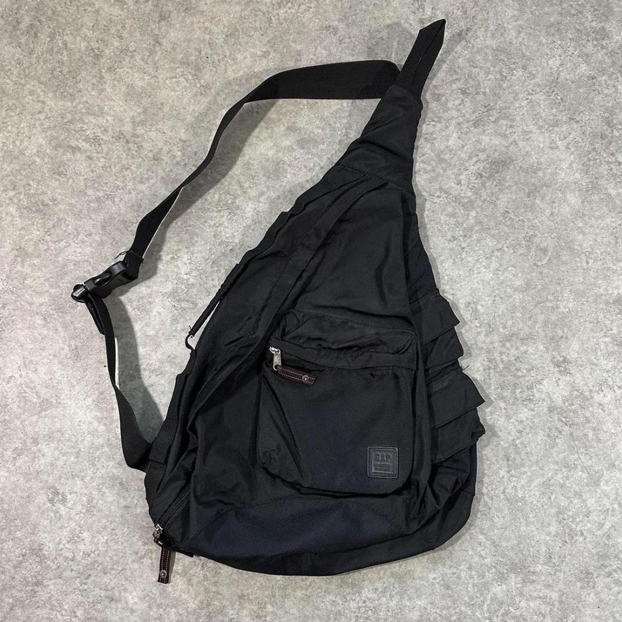 Vintage Y2K Gap Sling Bag Backpack Black Nylon... - Depop