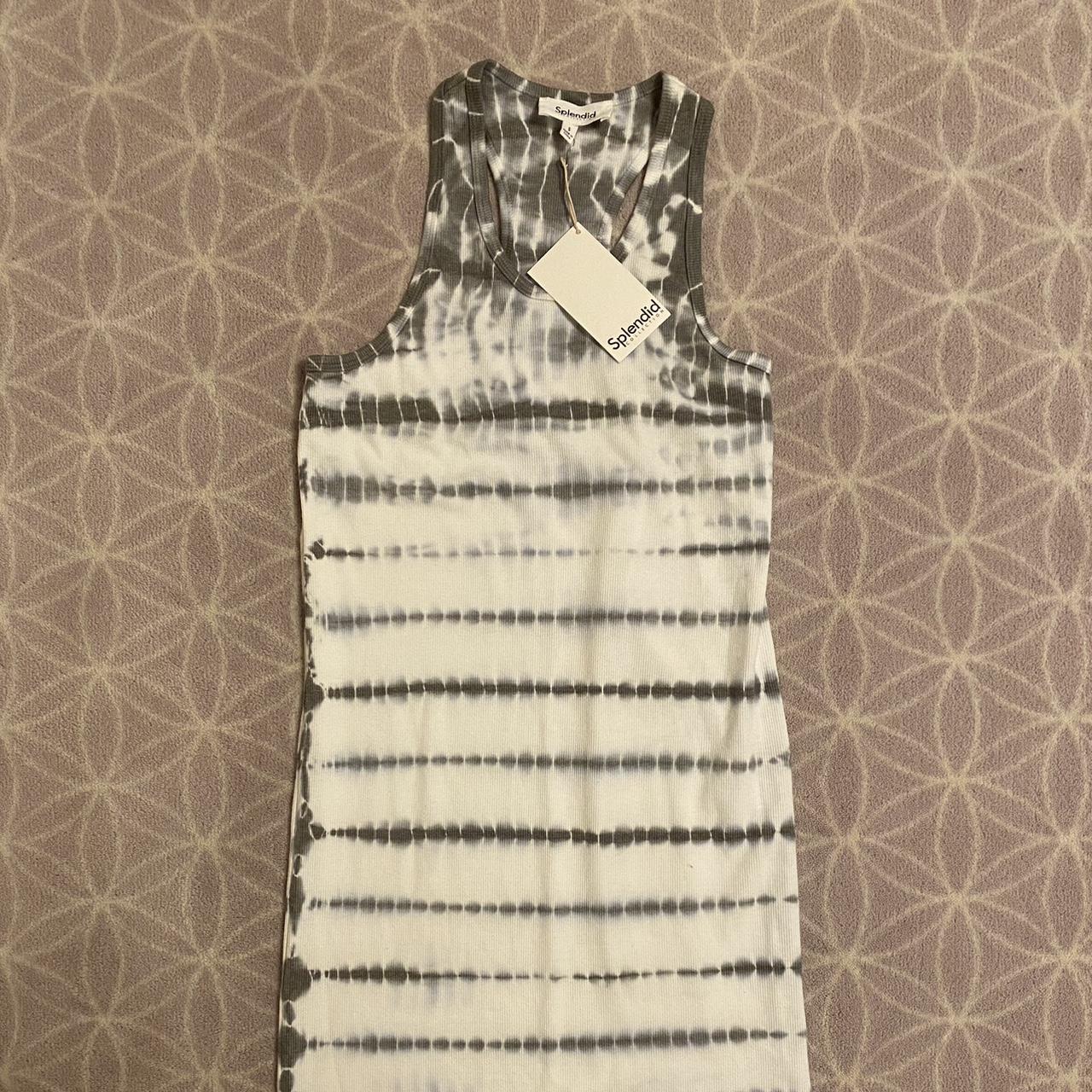 Splendid Women's White and Green Dress | Depop