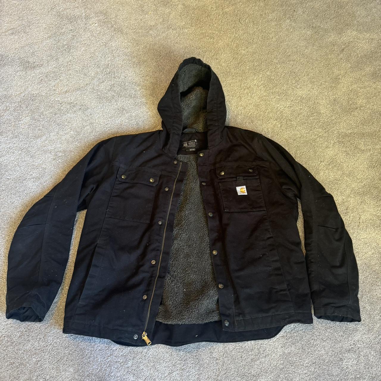 Black Carhartt Workwear Jacket Sherpa lined Size... - Depop