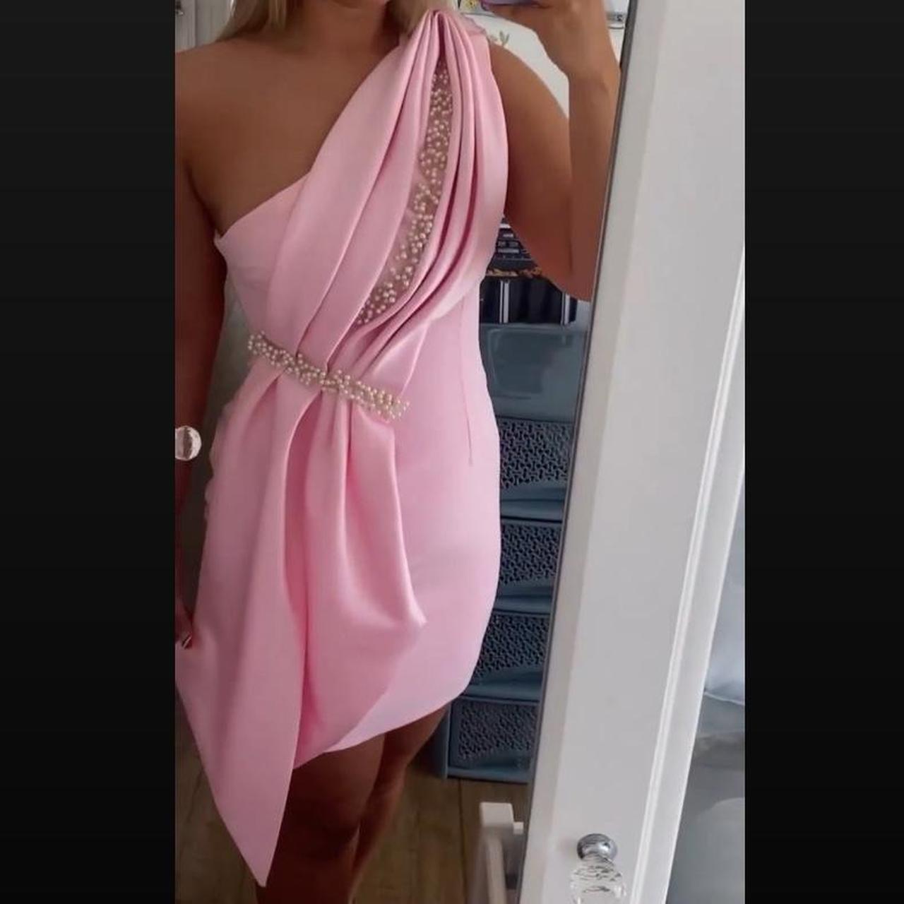 Mark melia dress size 12-14 baby pink and pearl... - Depop