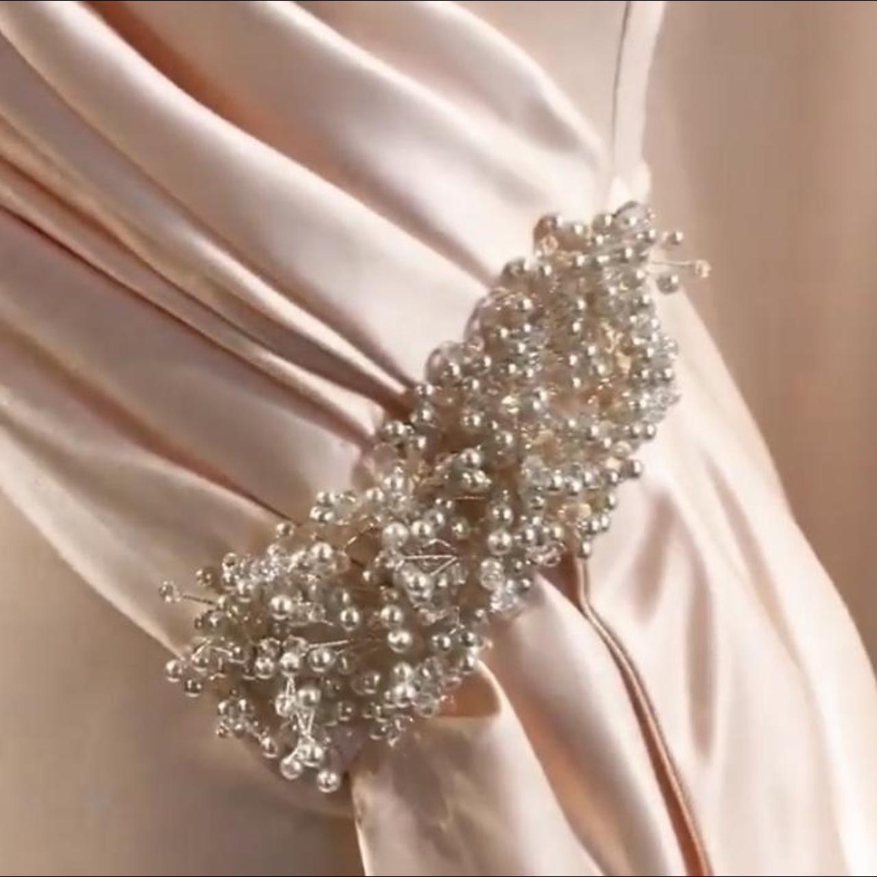 Mark melia dress size 12-14 baby pink and pearl... - Depop