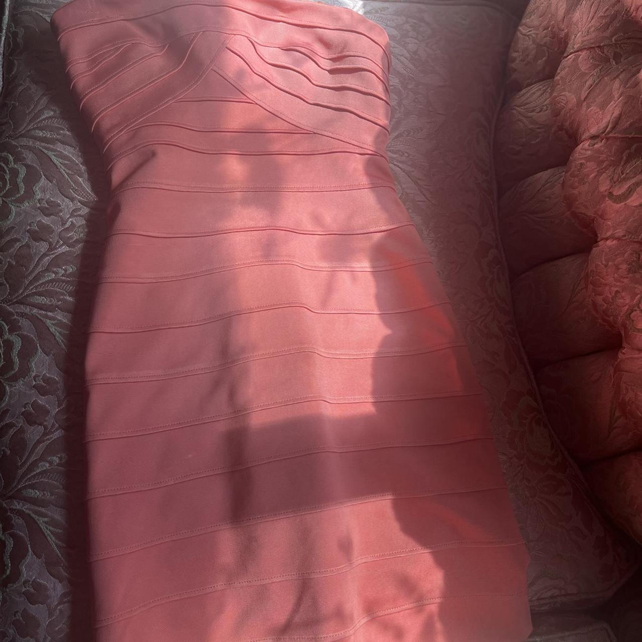 BCNG only worn once Orange bandeau dress with a zip... - Depop