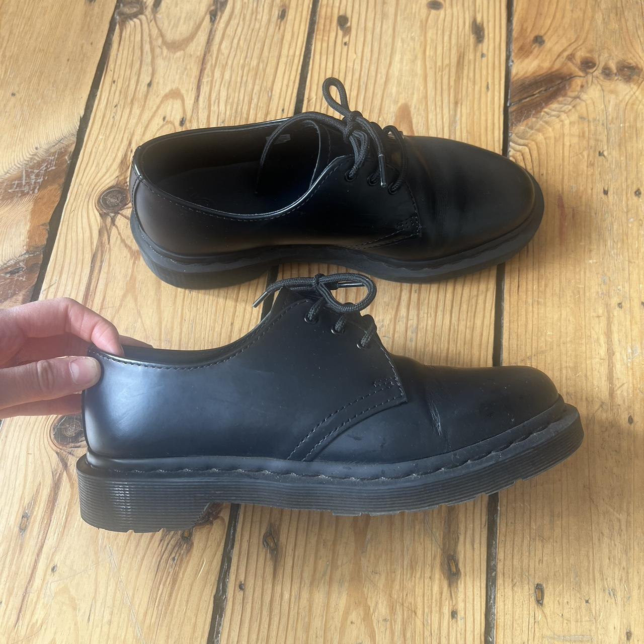 All black matte leather doc martens black DMs in... | Depop