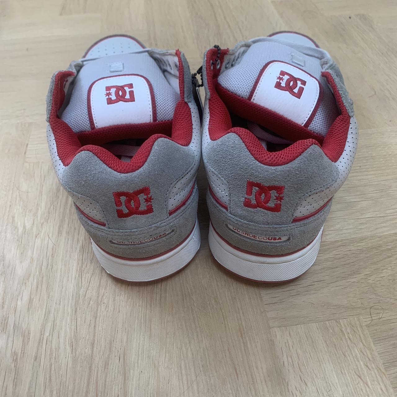 Grey white red Dc shoes trainers Uk size 7 Unlaced... - Depop