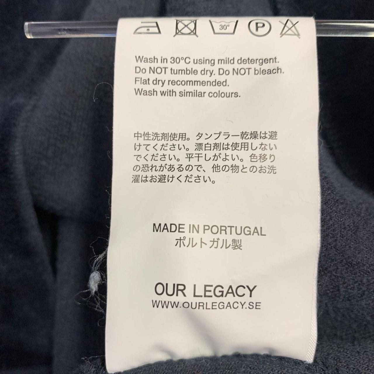 OUR LEGACY Size 42 Navy Velour Cotton Blend Crew... | Depop