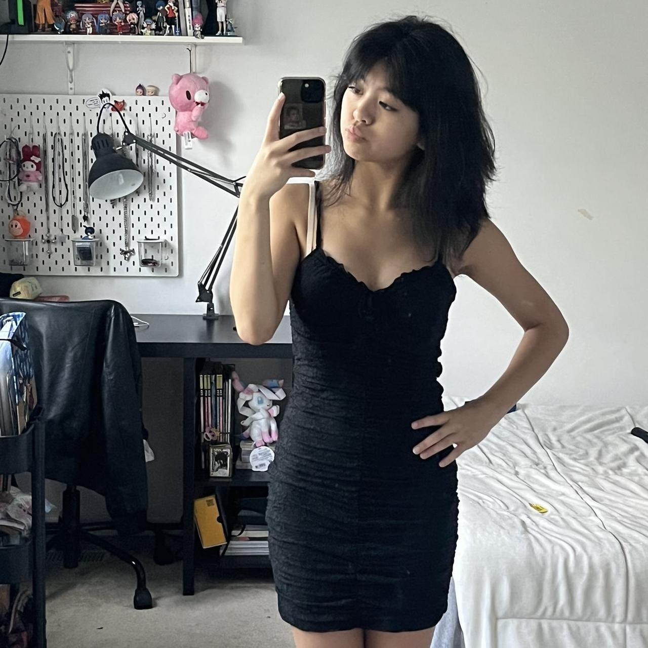 XS Divided Black scrunched lace short dress Dm if... - Depop