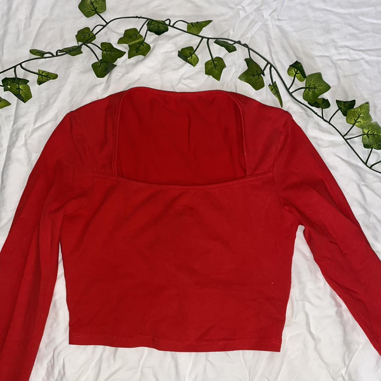 red long sleeve top 🌷 size: small - Depop