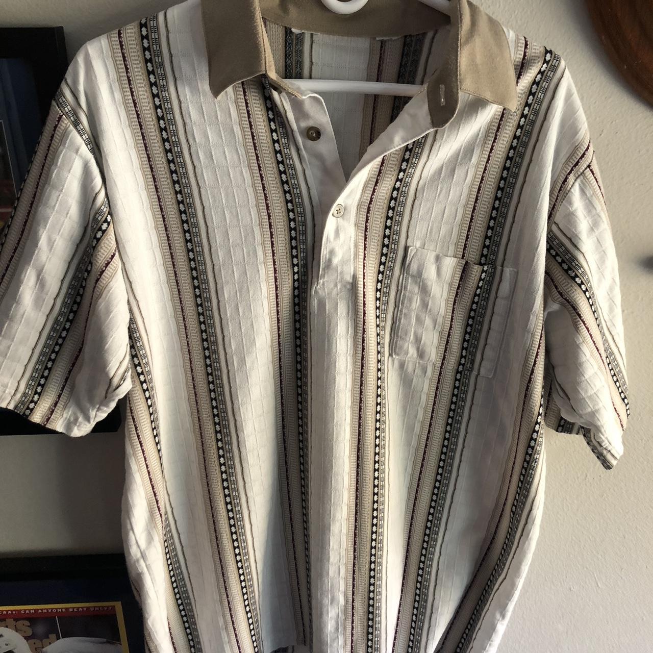 Textured lightweight quarter button shirt #vintage... - Depop