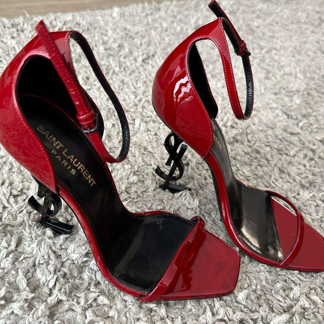 Yves Saint Laurent YSL red patent leather heels Size 38 - Depop