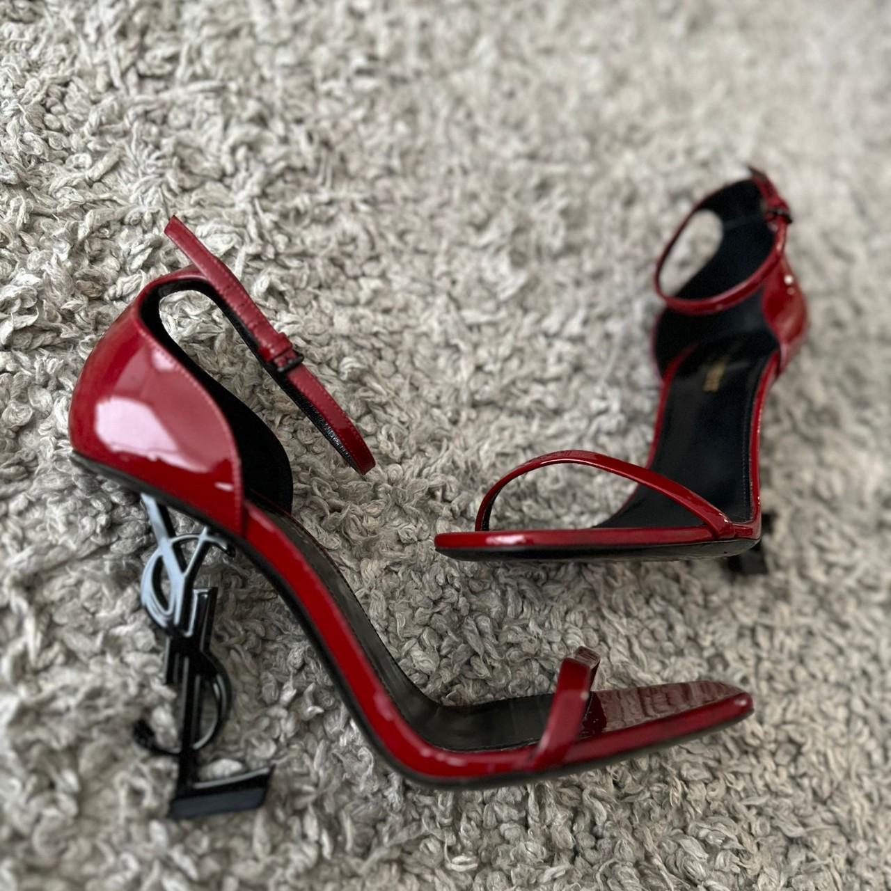 Yves Saint Laurent YSL red patent leather heels Size 38 - Depop