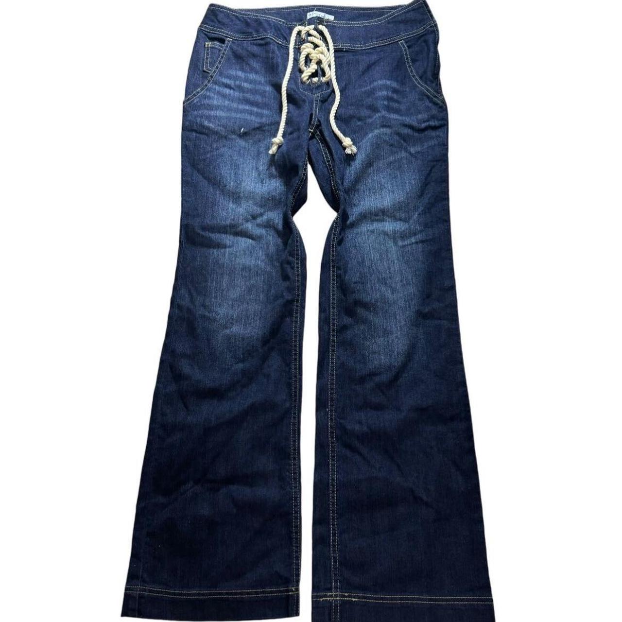 dark blue flared jeans w/ rope... - Depop