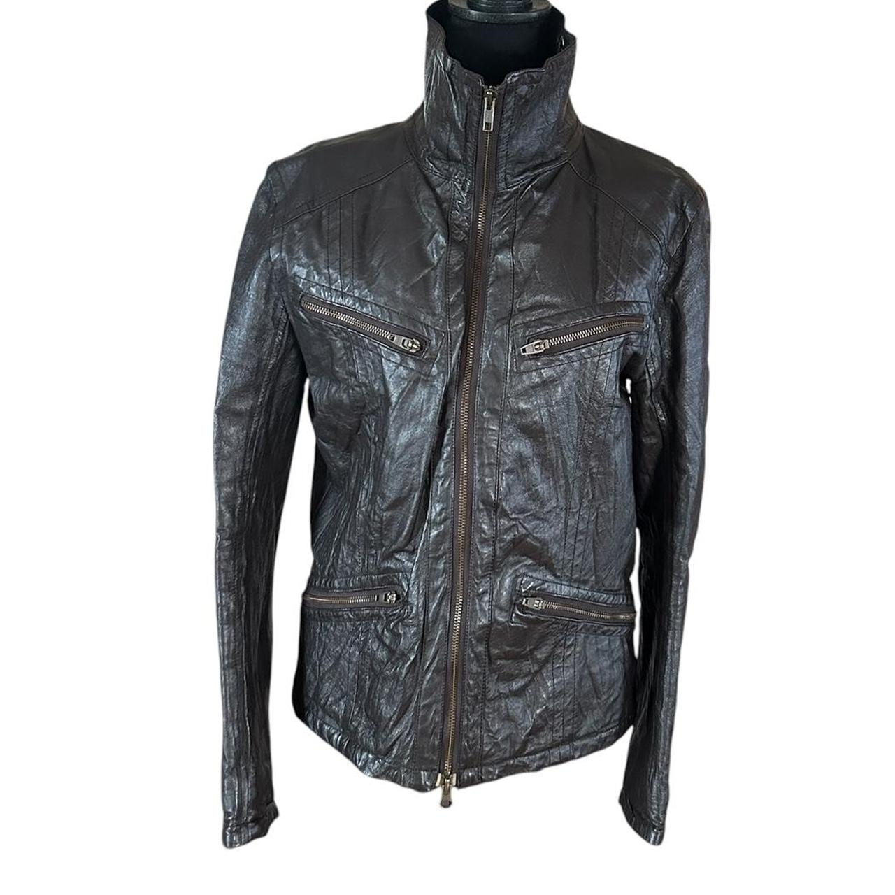 JACK ROSE Brown Leather Riders Jacket With Flippable... - Depop