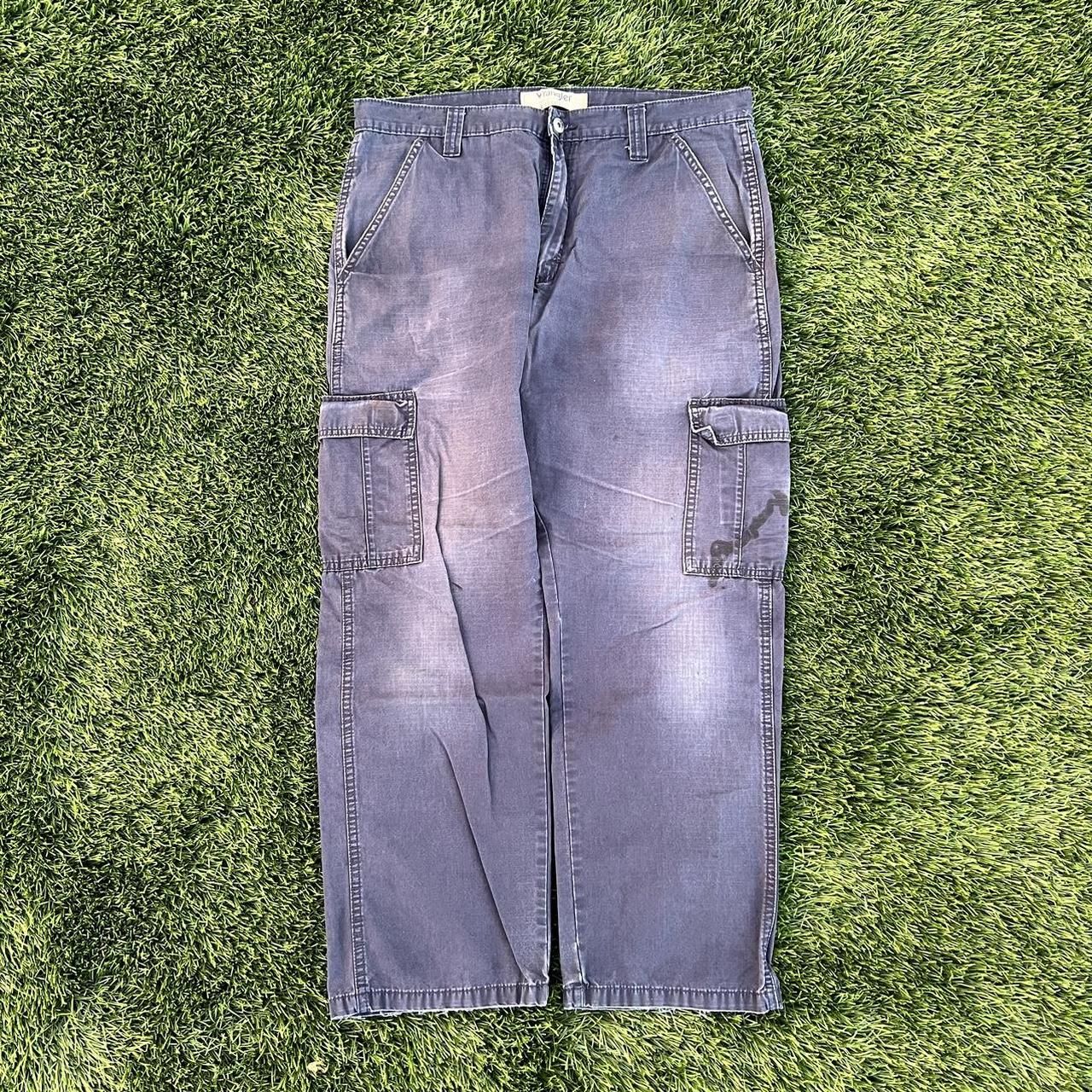 Vintage Faded Navy Blue Wrangler Cargos No size tag... - Depop