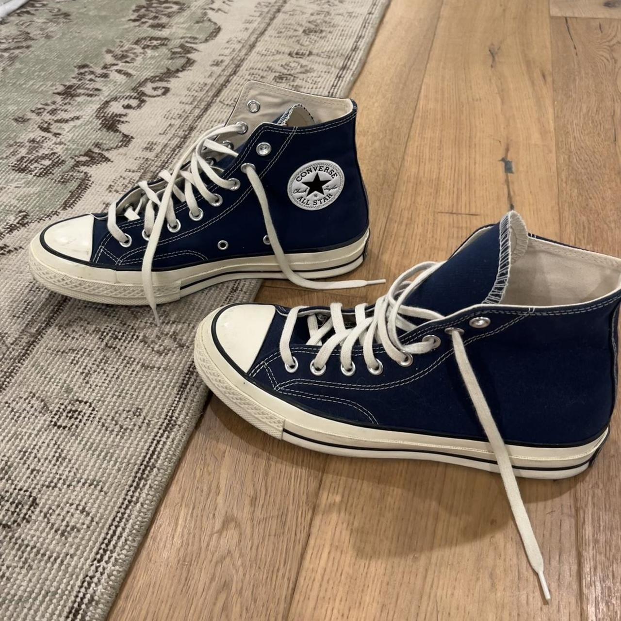 These converse are platform navy blue and aren’t... - Depop