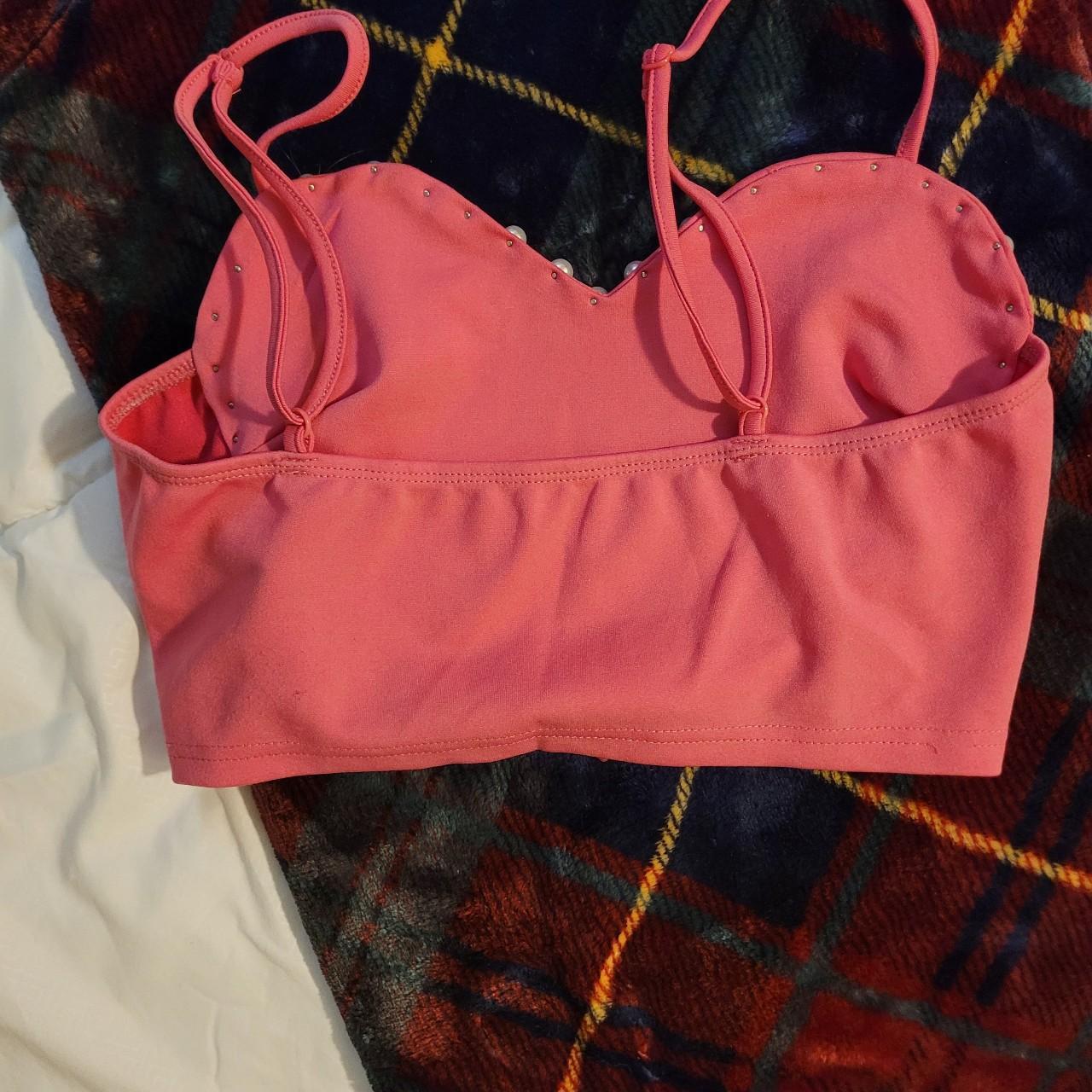 Pink Heart top with pearls Size- Small ⚠️DEPOP... - Depop