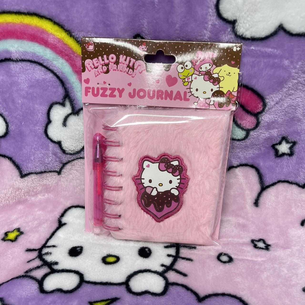 Sanrio hello kitty fuzzy pink notebook with pen. For... - Depop
