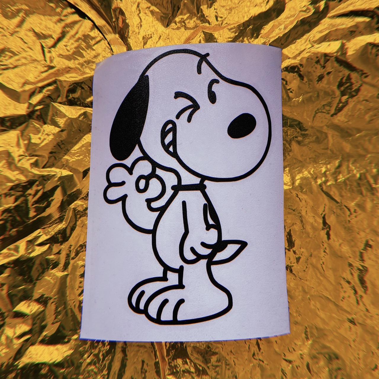 Peanuts A-OK! Snoopy Vinyl Sticker Decal > (BLACK)... - Depop