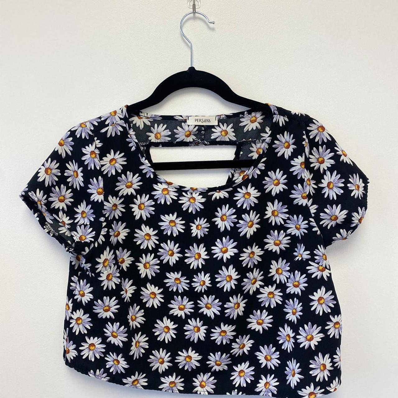Walmart Women's Black and White Crop-top | Depop