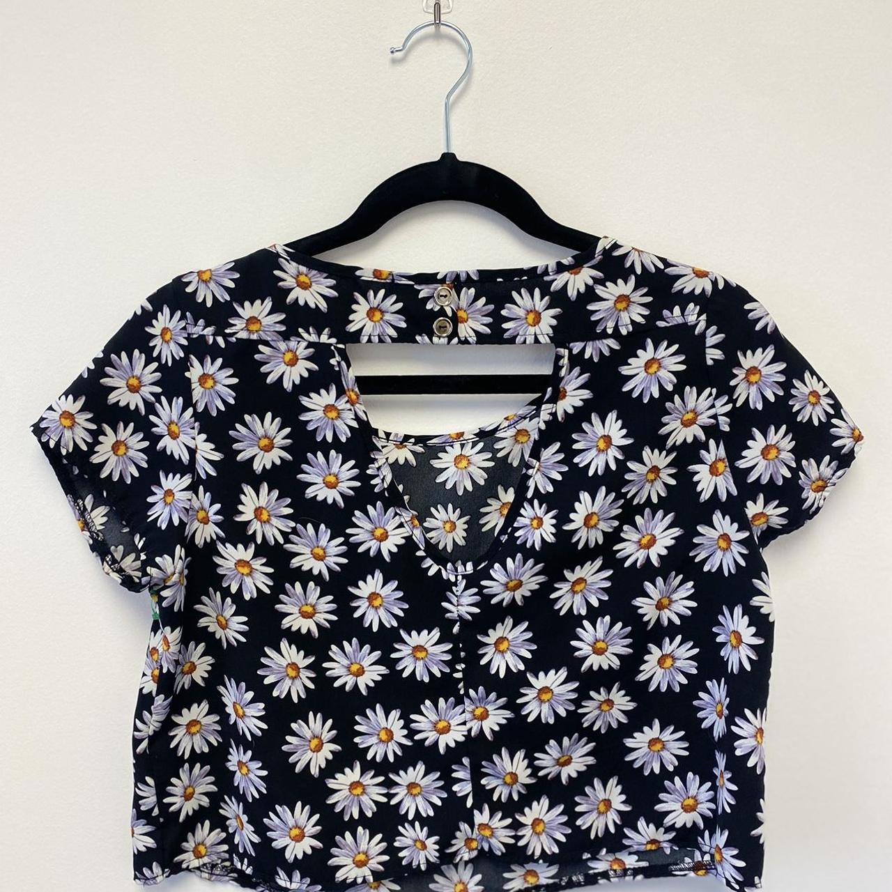 Walmart Women's Black and White Crop-top | Depop