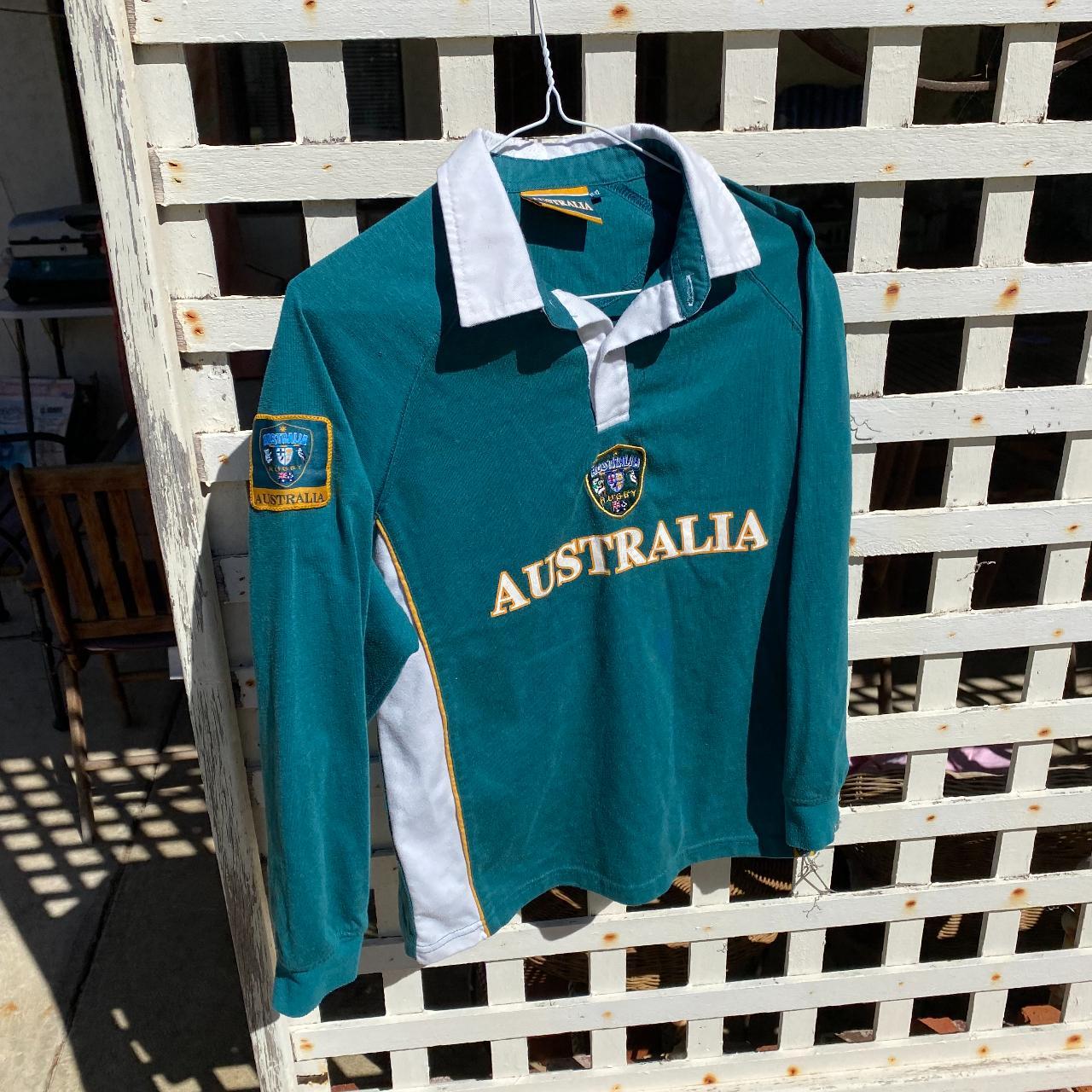 Vintage Australian children's green & gold Rugby... - Depop