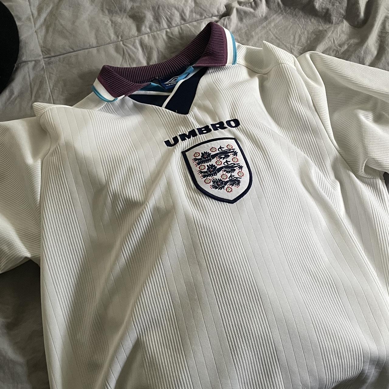 Authentic Umbro Retro England Jersey - Depop