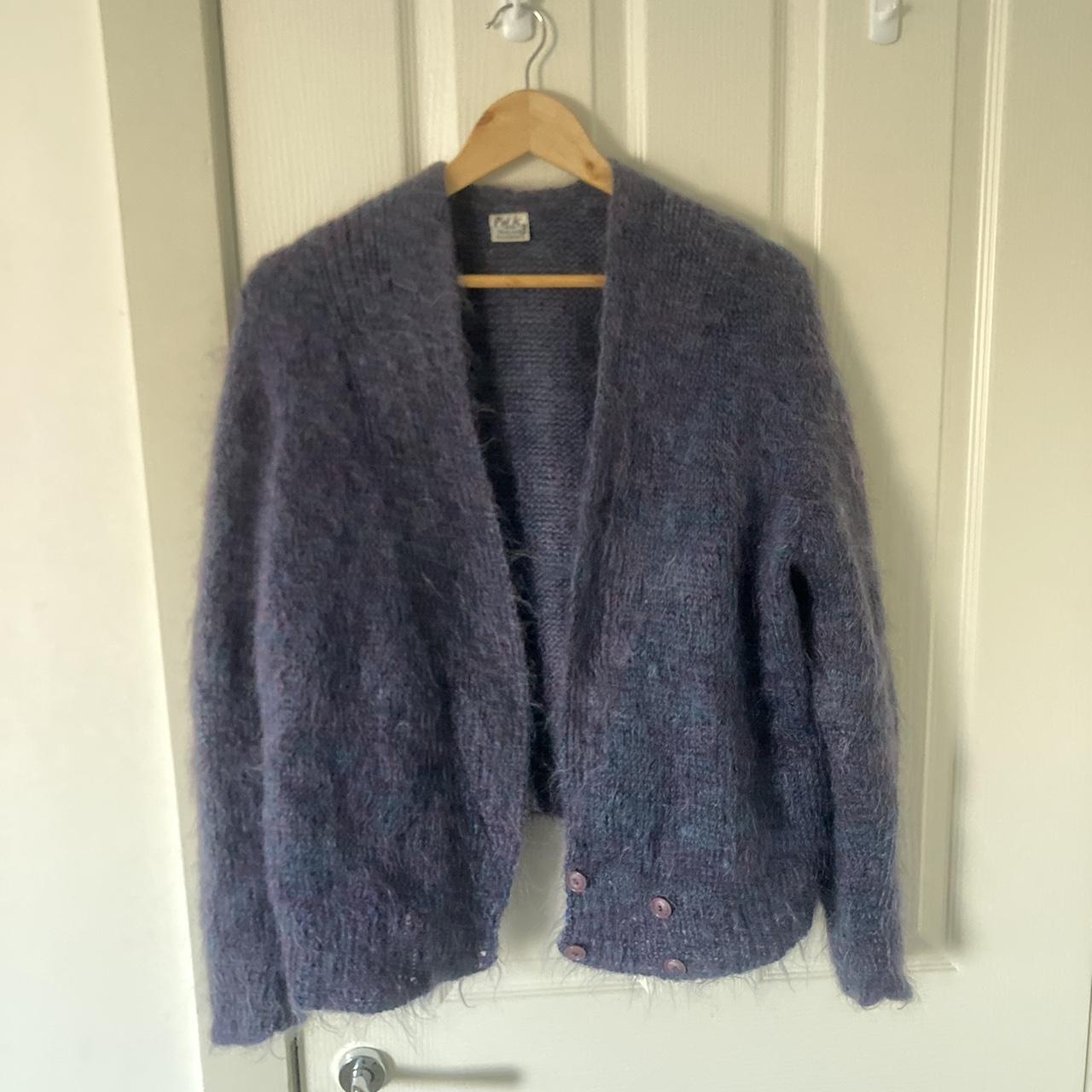 Vintage hand knit mohair cardigan, made in new... - Depop