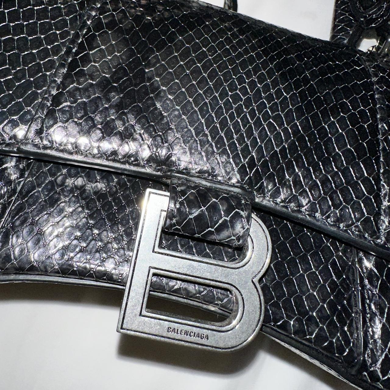 Balenciaga Hourglass XS snakeskin-effect top handle... - Depop
