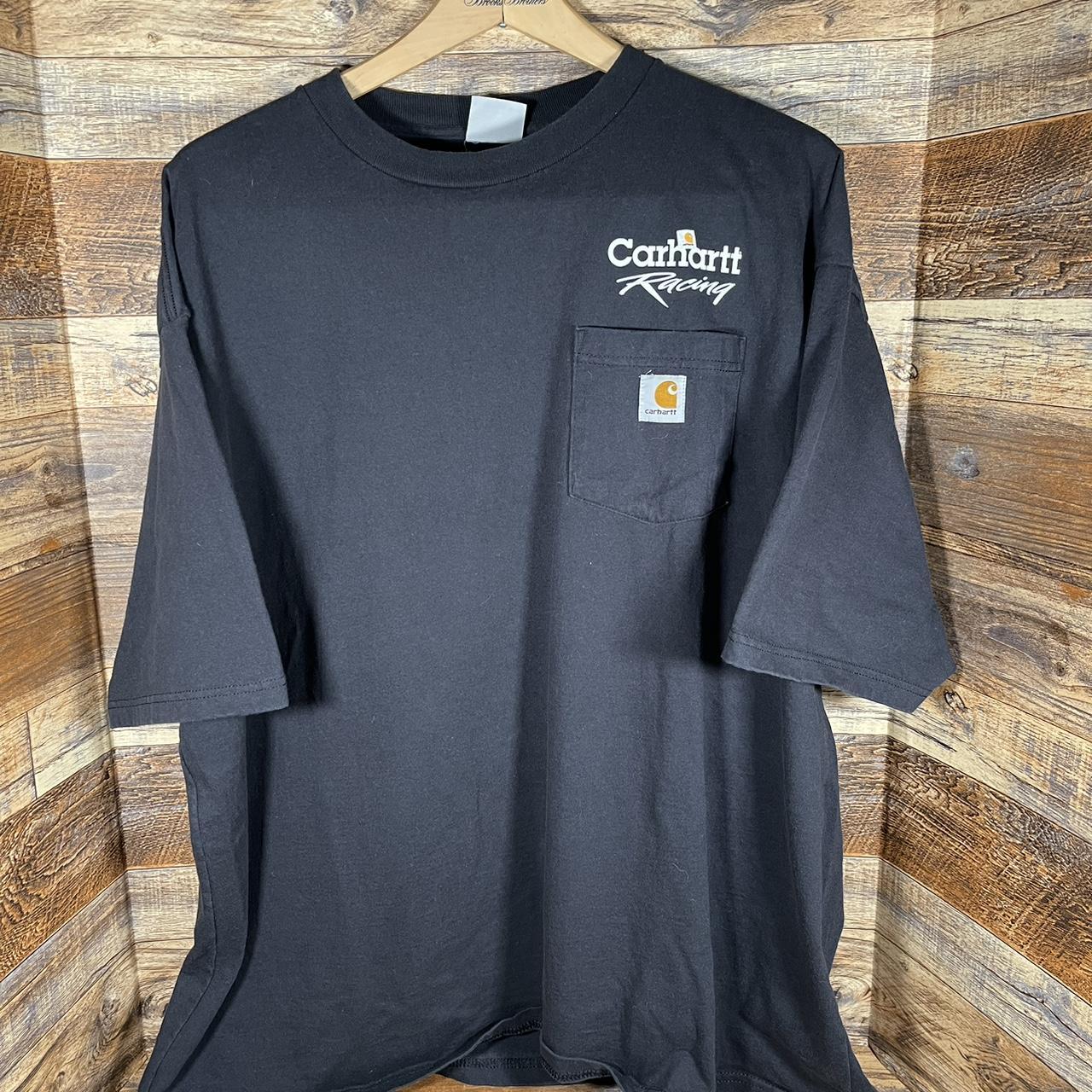Carhartt Men's Black and Orange T-shirt | Depop