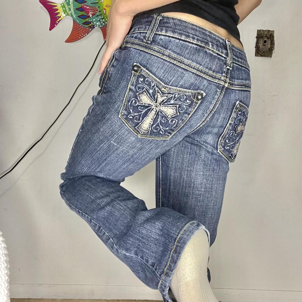 Y2K cross jeans No boundaries Embroidered on back... - Depop