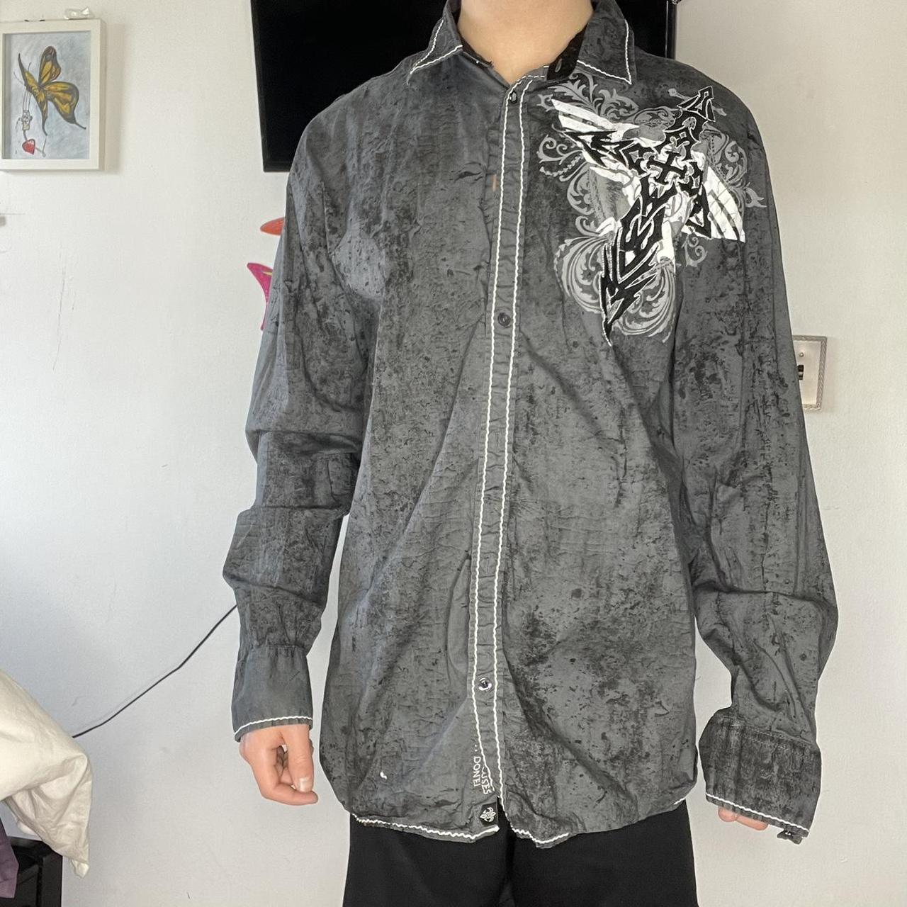 Crazy asf Y2K grudge cross /winged bottom up White... - Depop