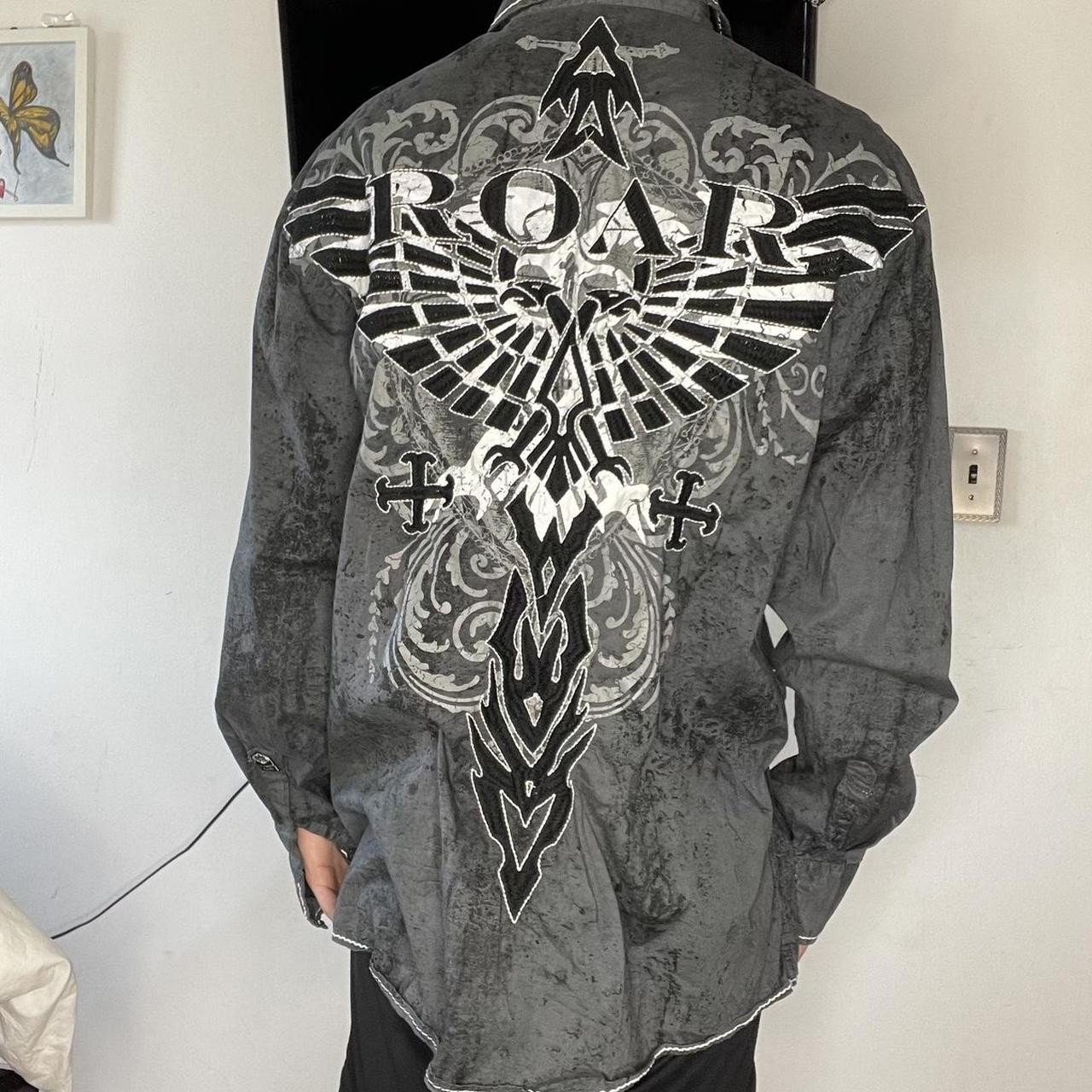 Crazy asf Y2K grudge cross /winged bottom up White... - Depop