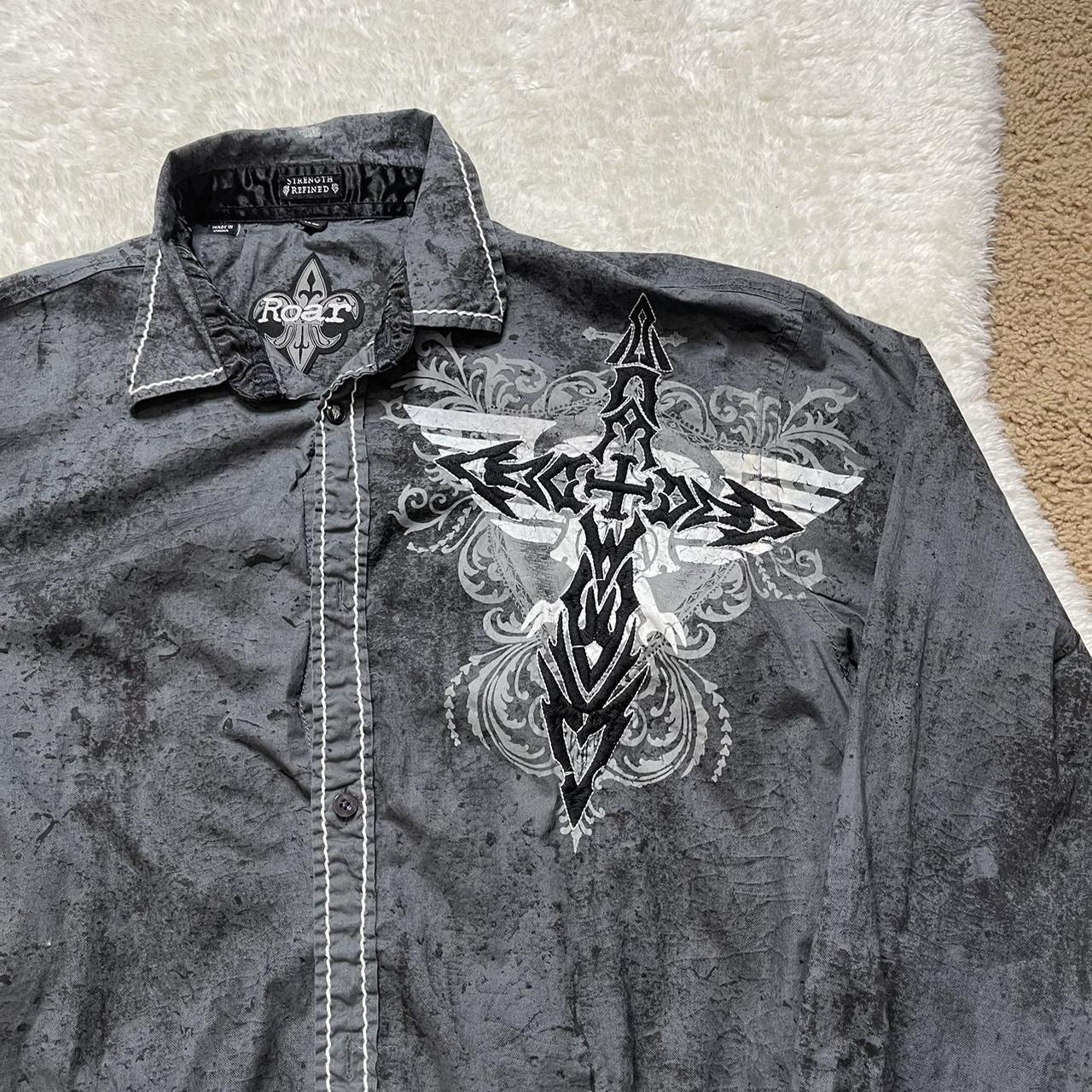 Crazy asf Y2K grudge cross /winged bottom up White... - Depop