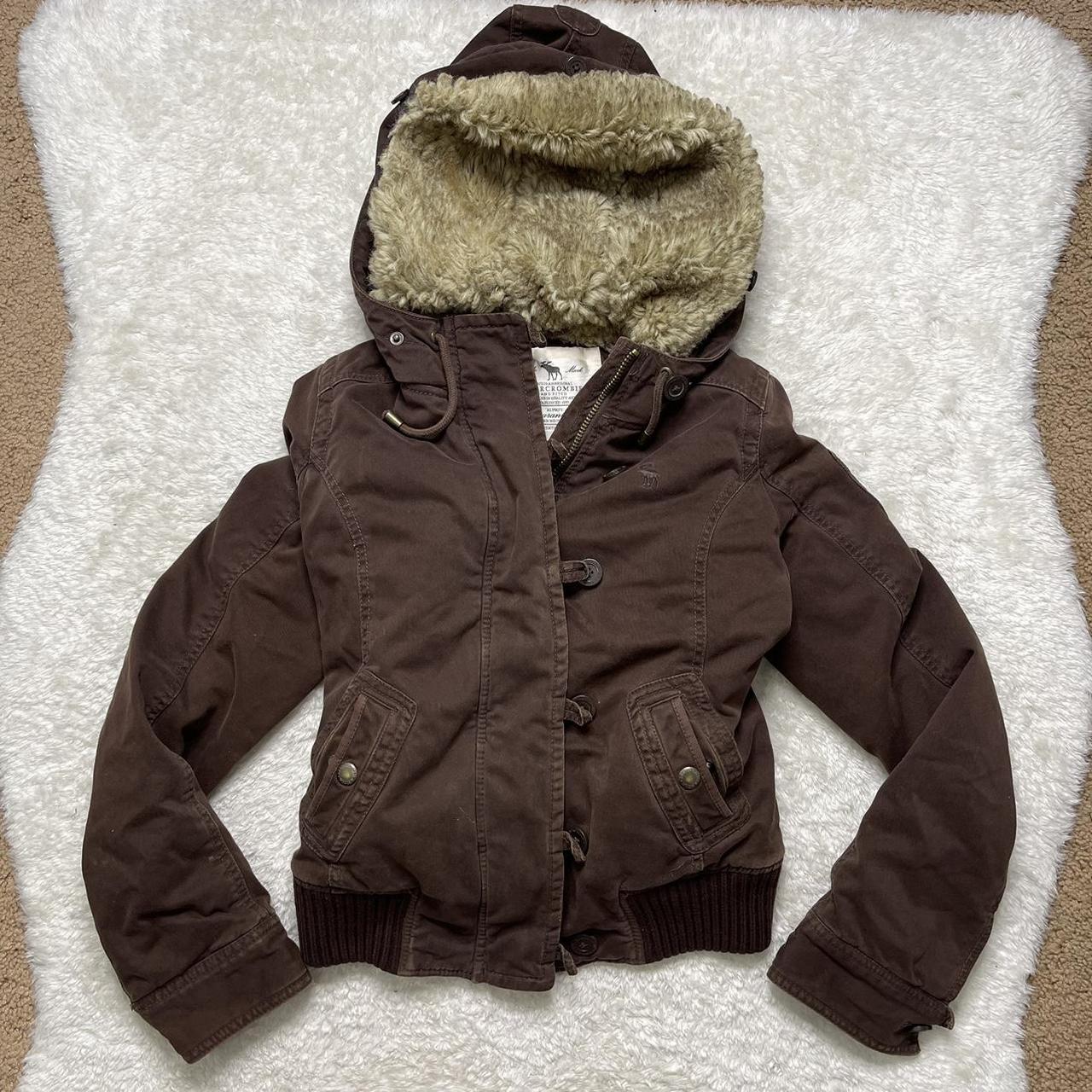 Vintage Abercrombie and fitch bomber fur coat... - Depop